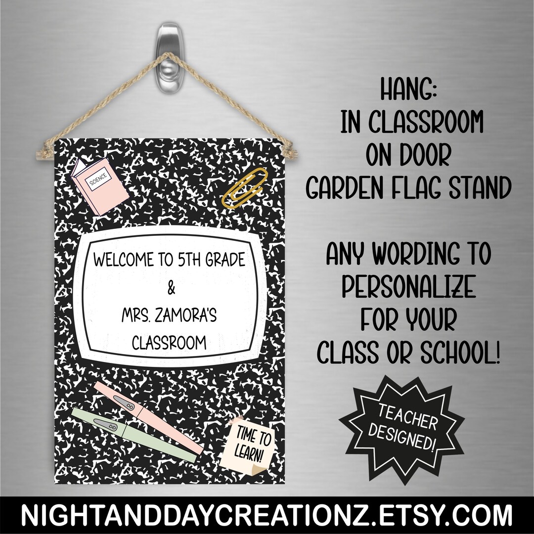 Personalized Teacher Classroom Flag: Back to School Welcome Banner - Etsy