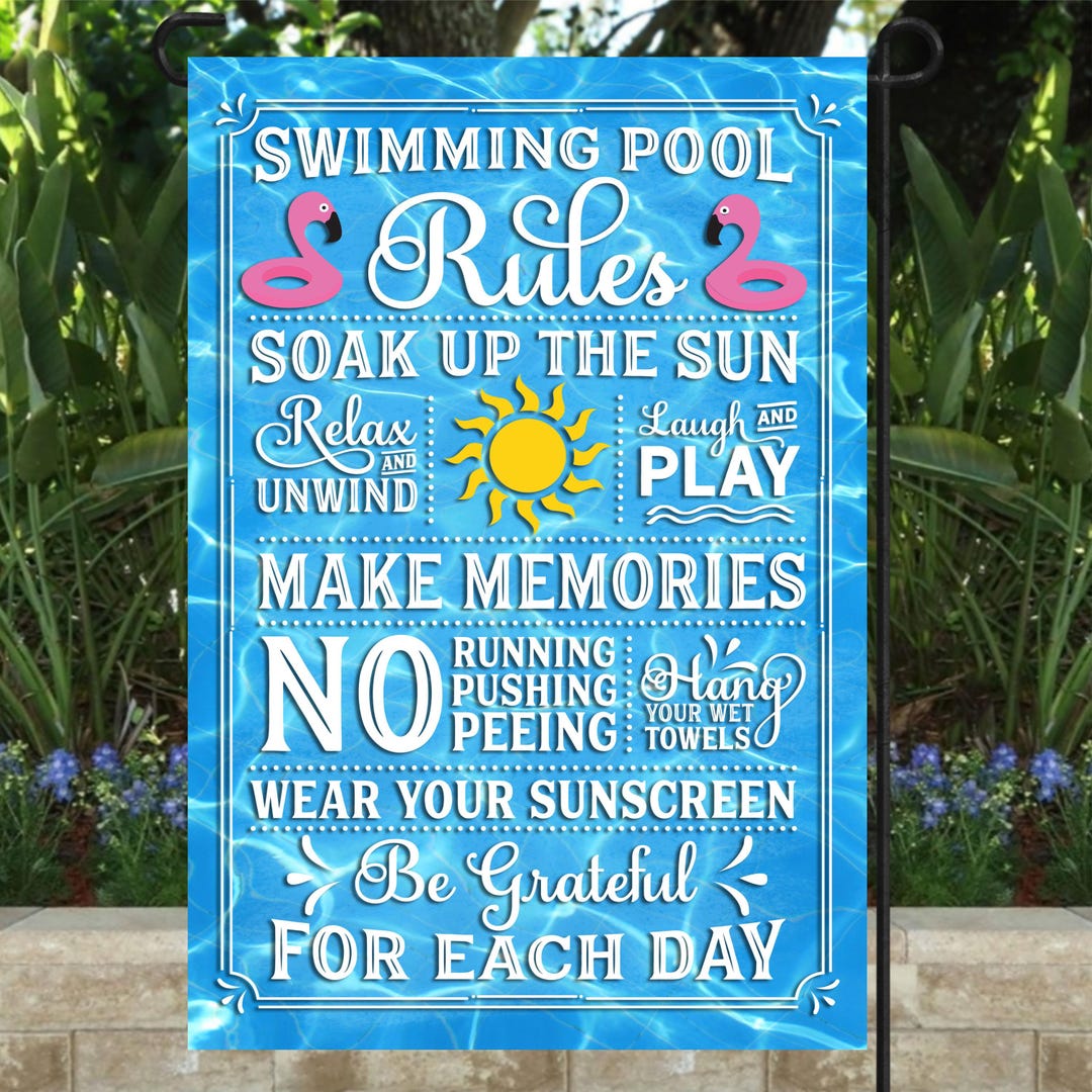 Pool Flag, Pool Rules, Pool Decoration, Summer Garden Flag, Garden ...