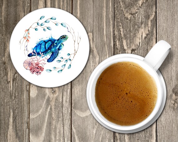 Sea Turtle Drink Coaster Personal Drink Coaster Coffee - Etsy