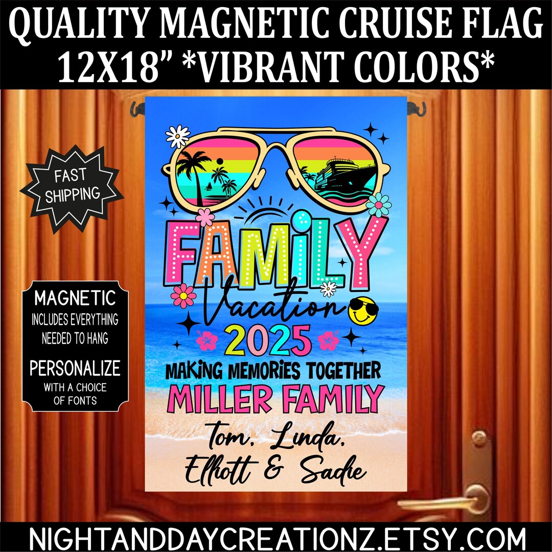 Family Cruise, Personalized Cruise Door Magnet, Cruise Flag, Cruise ...