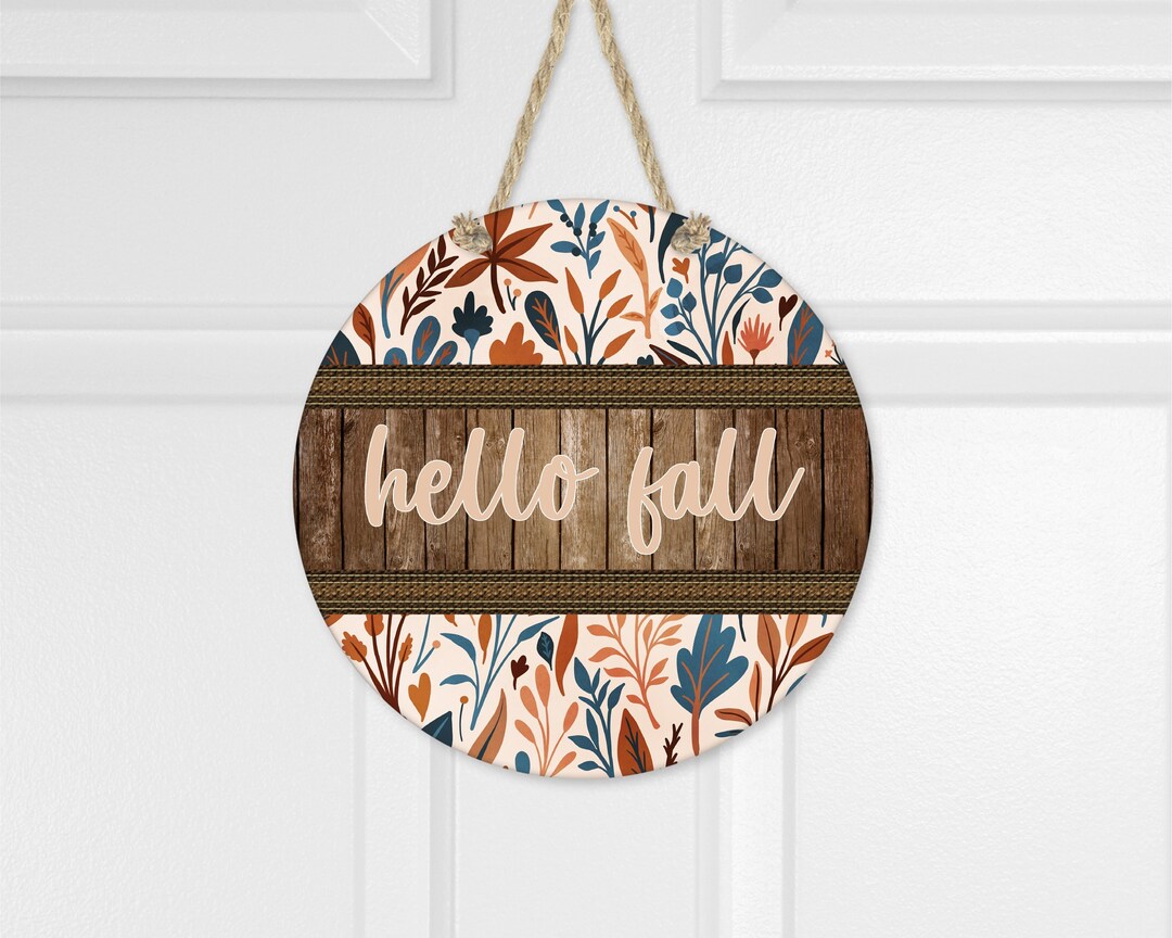 Hello Fall Round Sign, Fall Door Sign, Welcome Fall, Wreath Center ...