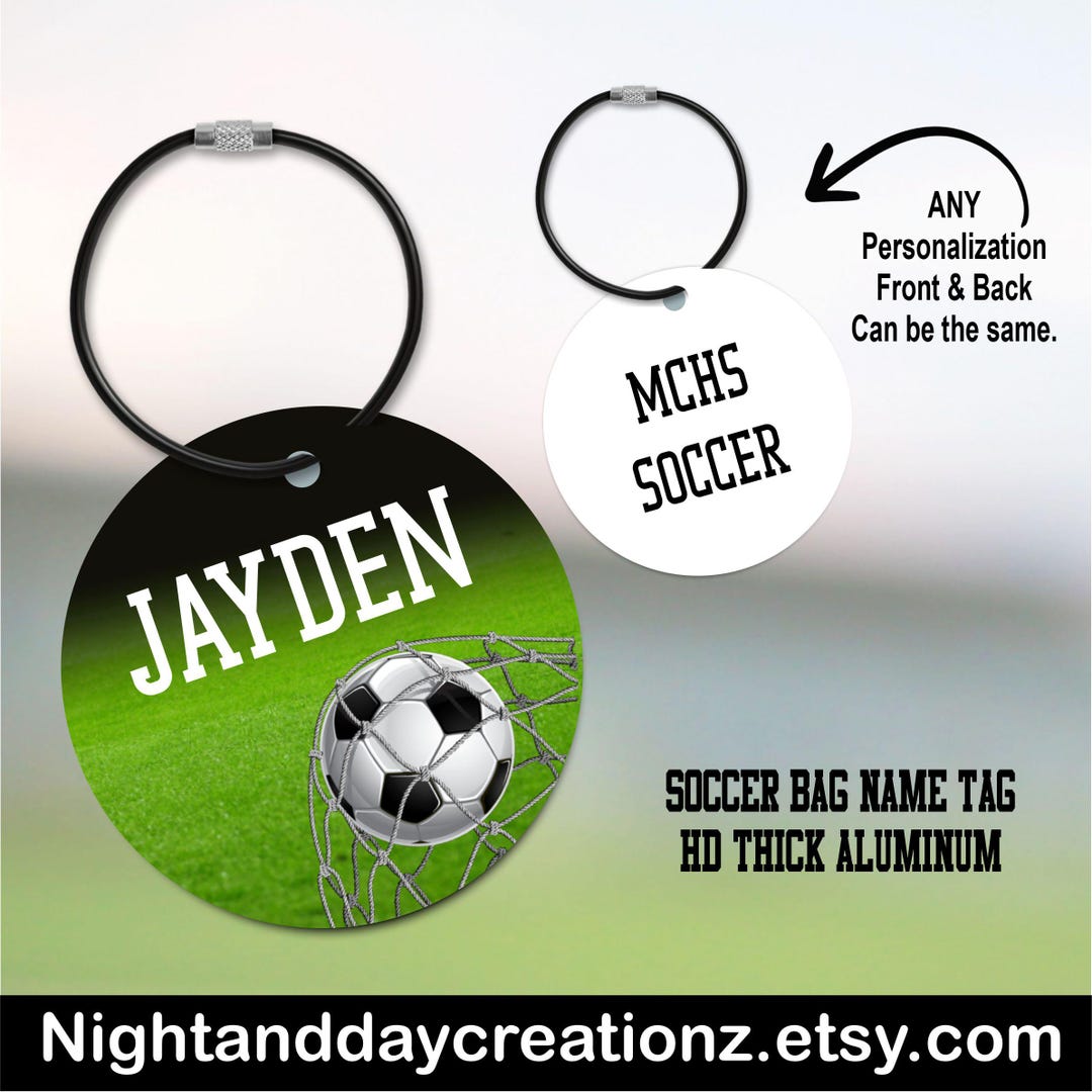 Soccer Name Bag Tag, Soccer Tag, Soccer Gift, Soccer Team, Soccer Coach ...