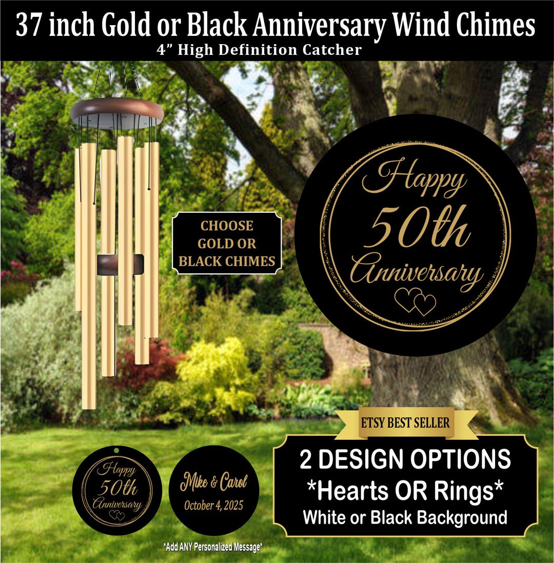 50th Anniversary Wind Chime Gift, Personalized, Golden Anniversary Gift ...