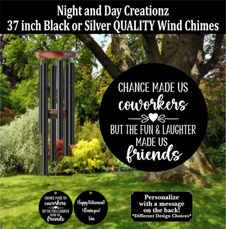 Coworker Friendship Wind Chime, Personalized Coworker Gift, Retirement ...