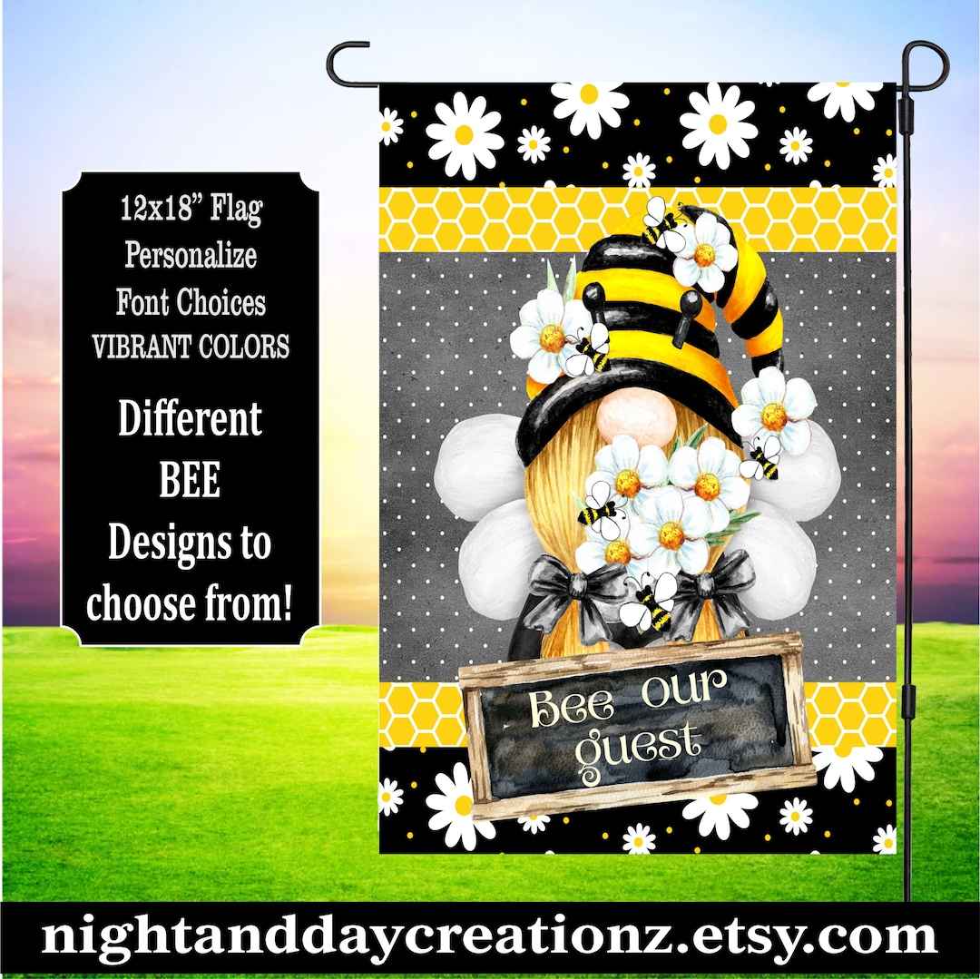 Bee Flag, Garden Flag, Custom Flag, Spring Flag, Summer Flag, Gnome ...
