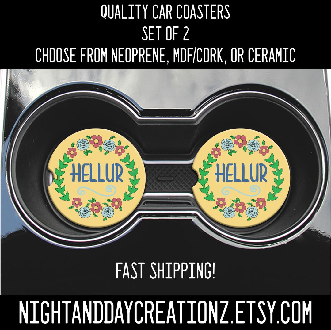 Hellur Car Coaster, Funny Car Coaster, Car Coaster, Set of 2, Car ...