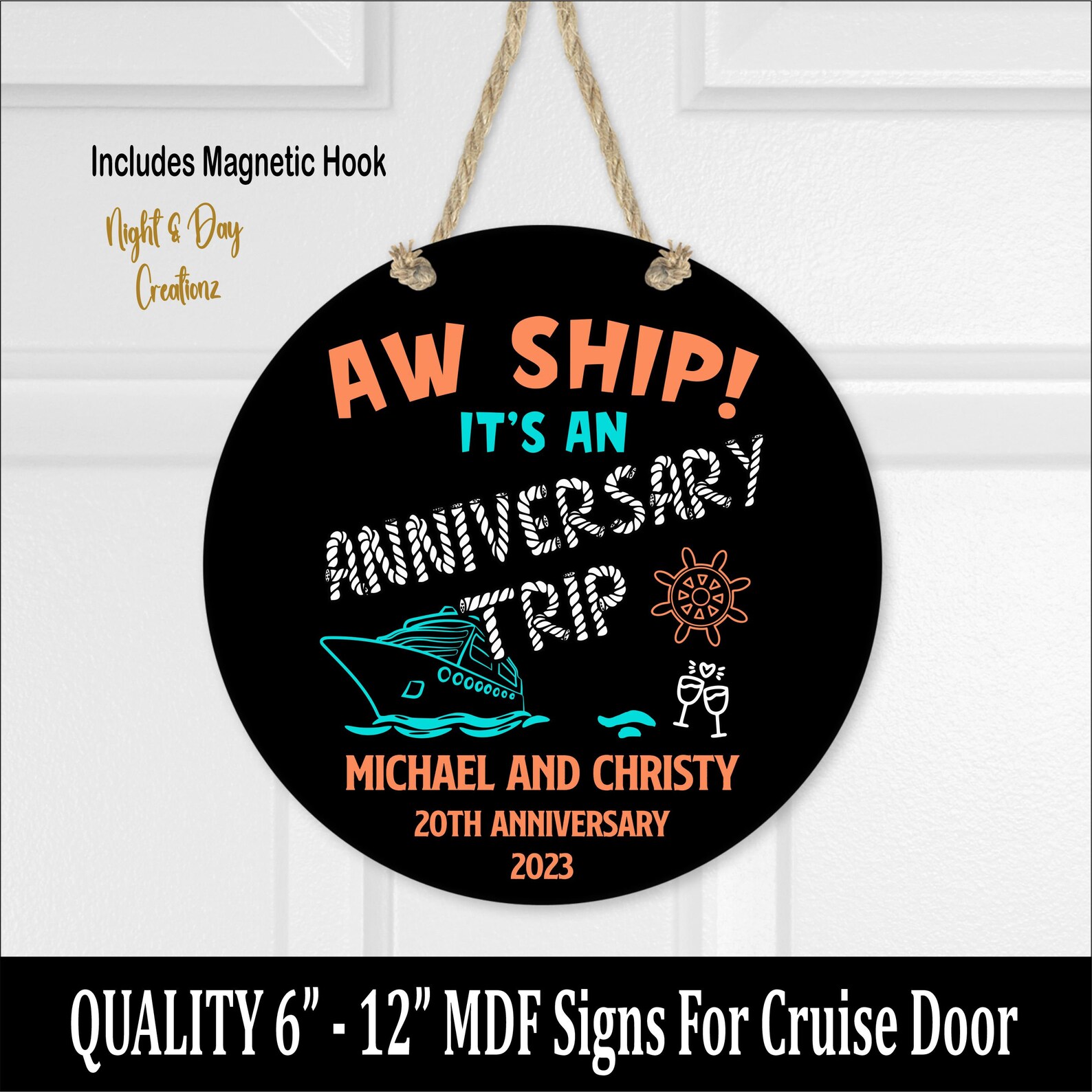 Anniversary Cruise Ship Sign, 2023 Cruise Personalized Door Sign ...