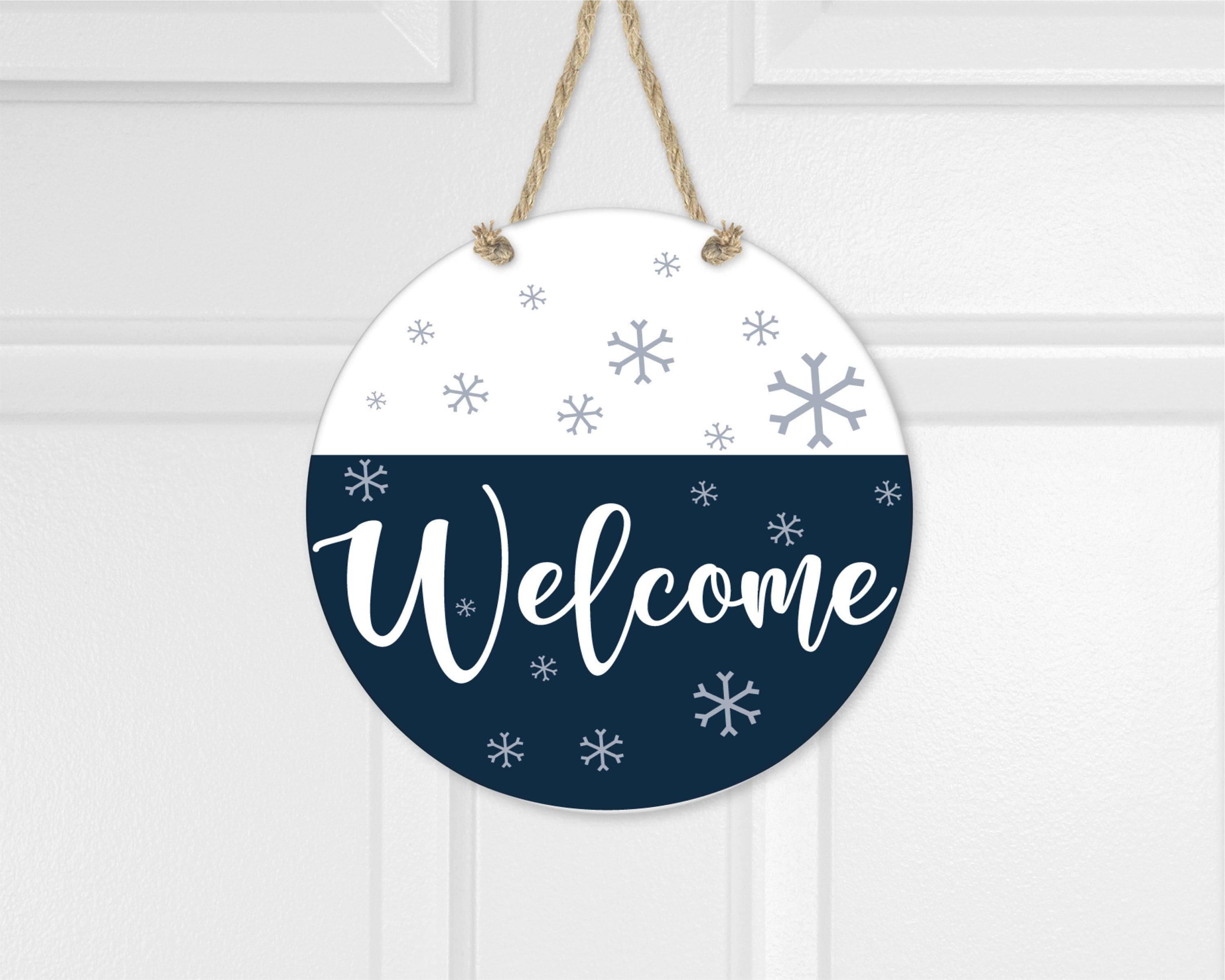 Welcome Snowflake Winter Sign Door Hanger Door Sign - Etsy