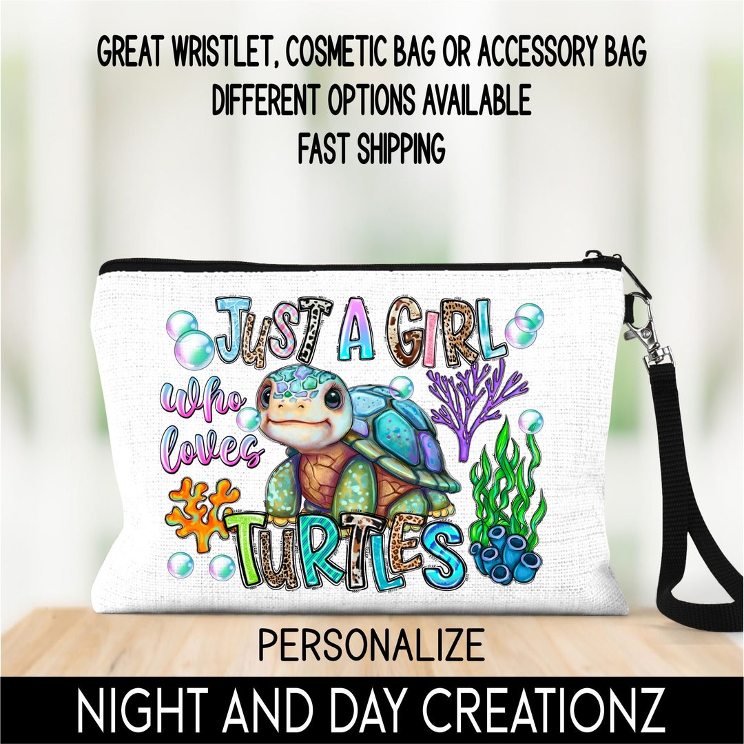 Turtle Bag, Personalized Bag, Personalized Wristlet, Cute Bag, Sea Life ...