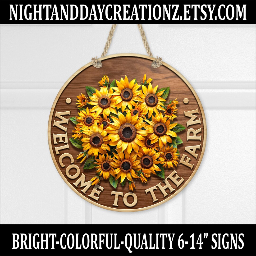 Fall Sign, Sunflower Sign, Welcome to the Farm, Welcome Door Hanger ...