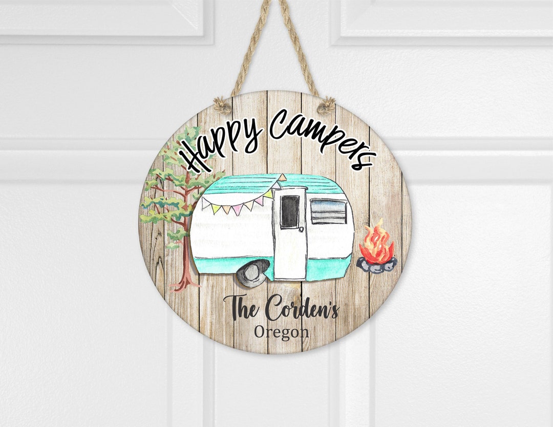 Camping Sign, Campers Hanging Sign, Happy Campers Sign, Campground ...