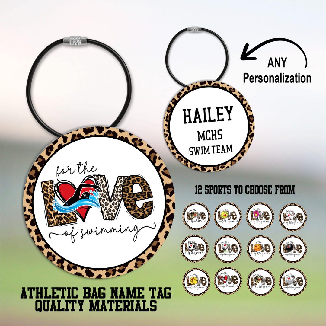 Swimming Name Tag, Swimming Bag Tag, Swimming Gift, Swim Team, Swim ...