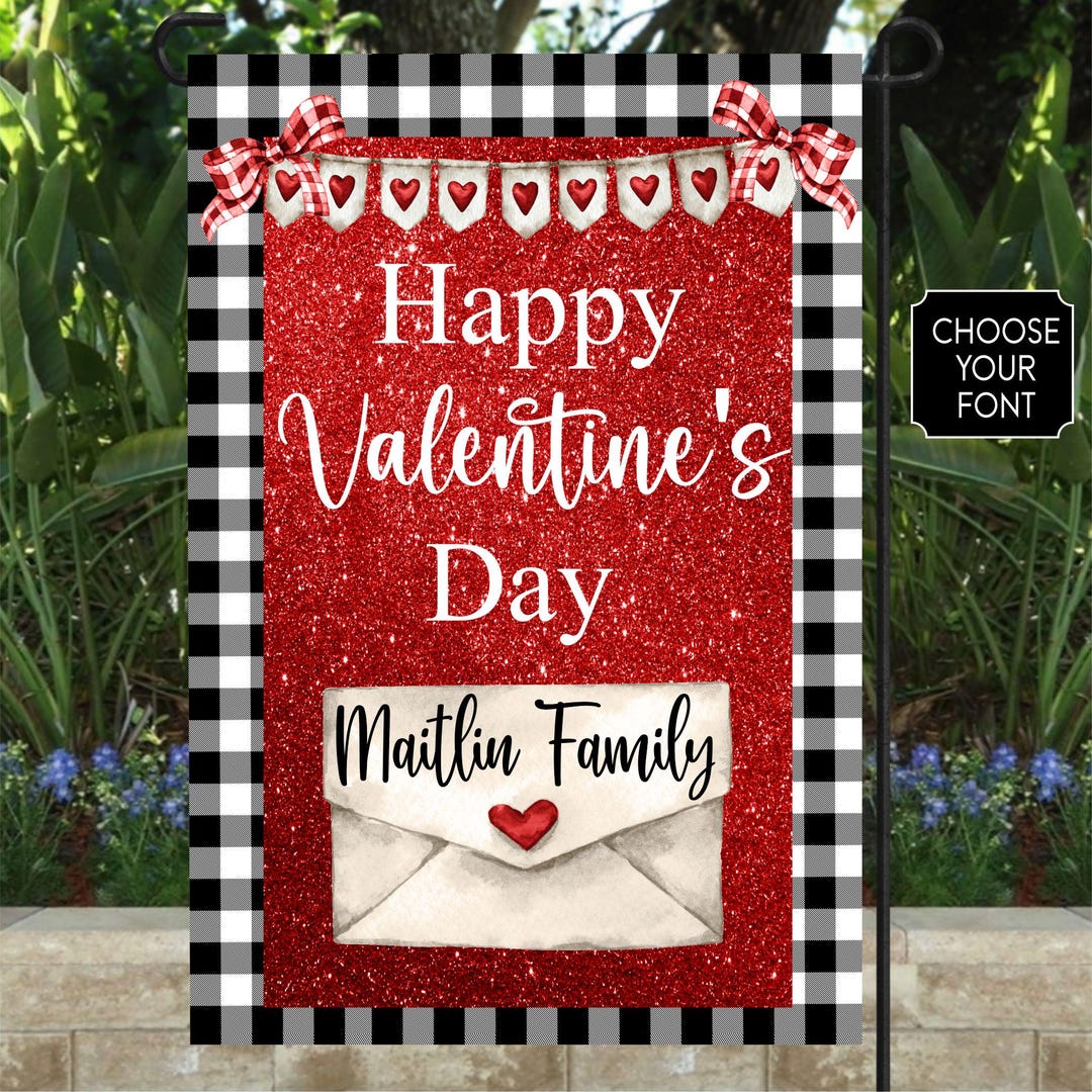 Valentine Flag, Valentine's Personalized Flag, Garden Flag, Garden ...
