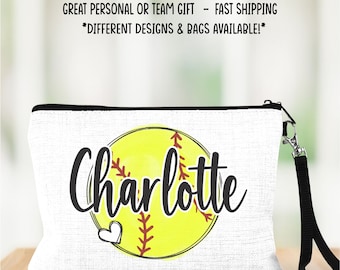Softball Make up Bag. Custom Softball Bag. Softball Bag. Personalized ...