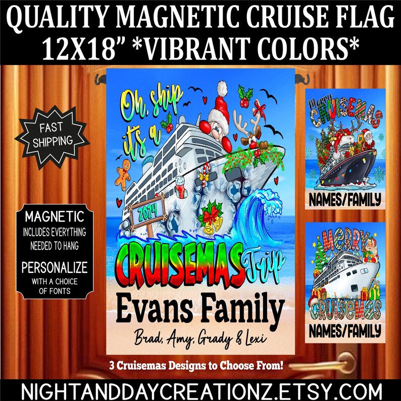 Personalized Family Christmas Cruise Flag: Cabin Door Decoration - Etsy