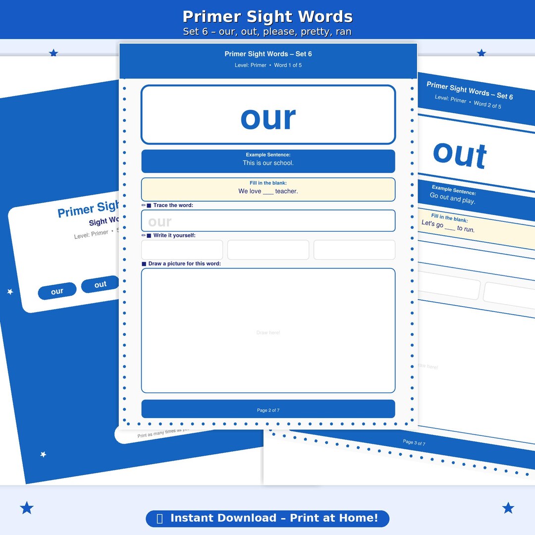 Primer Sight Word Flashcards | Dolch Reading Practice | PDF - Etsy