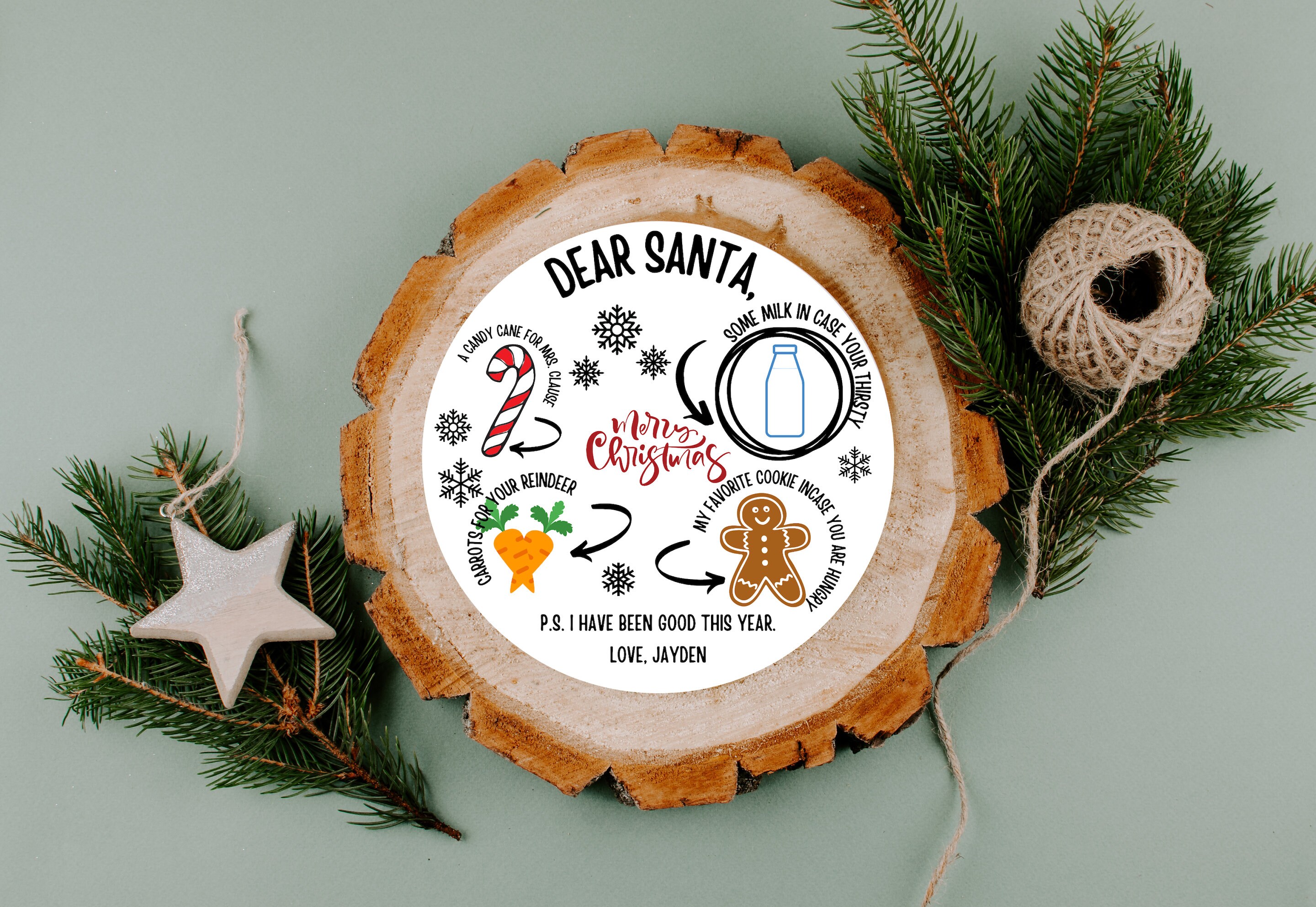 Santa Cookie Plate SVG Print, Dear Santa Tray Sublimation, Digital ...