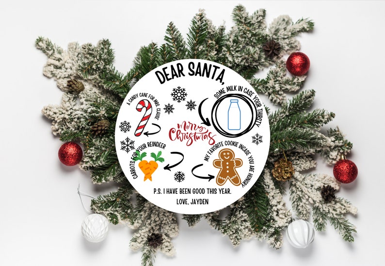 Santa Cookie Plate SVG Print, Dear Santa Tray Sublimation, Digital ...