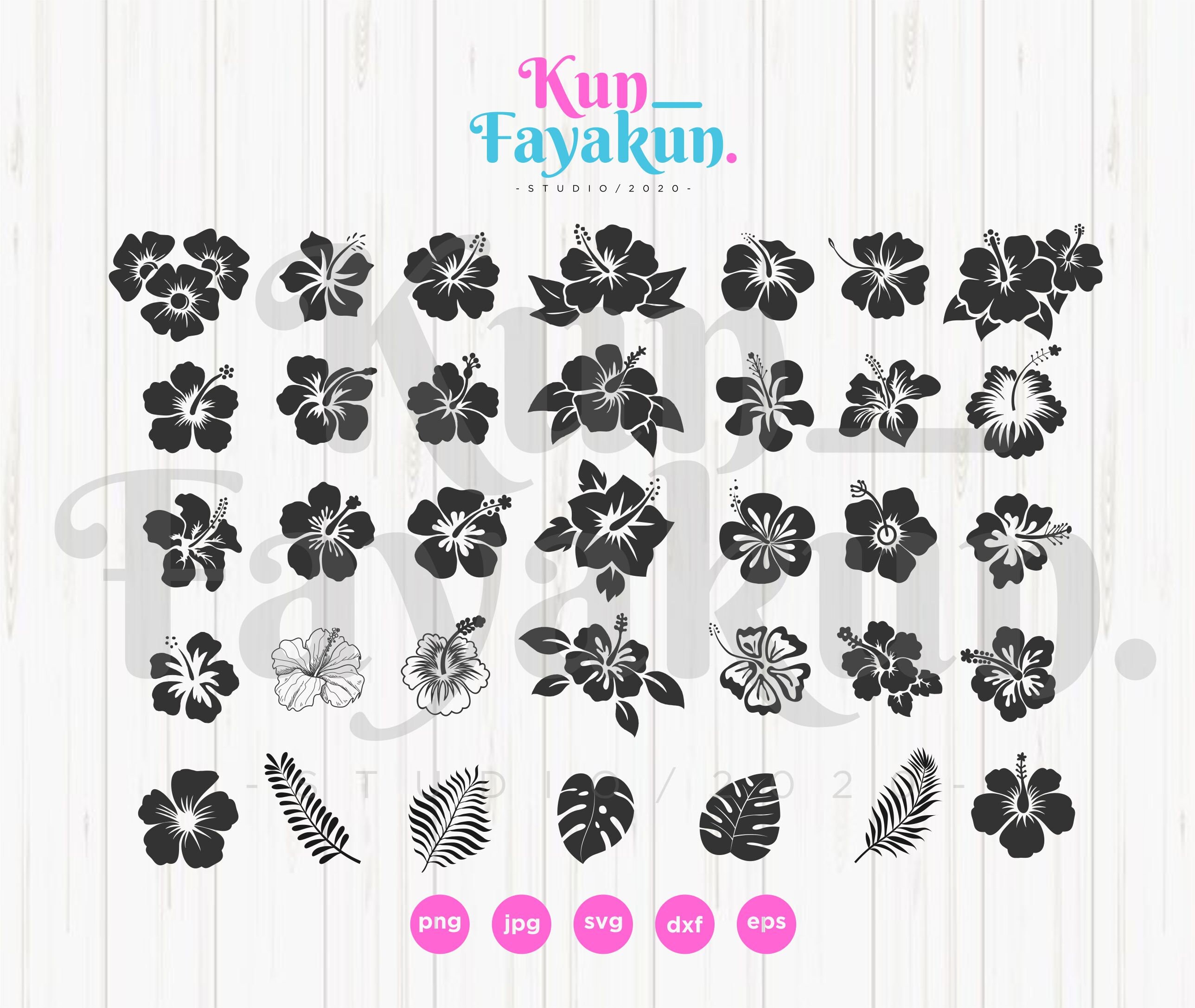 Hibiscus Svg Hibiscus Flower Svg Hawaiian Flowers Tropical Florals