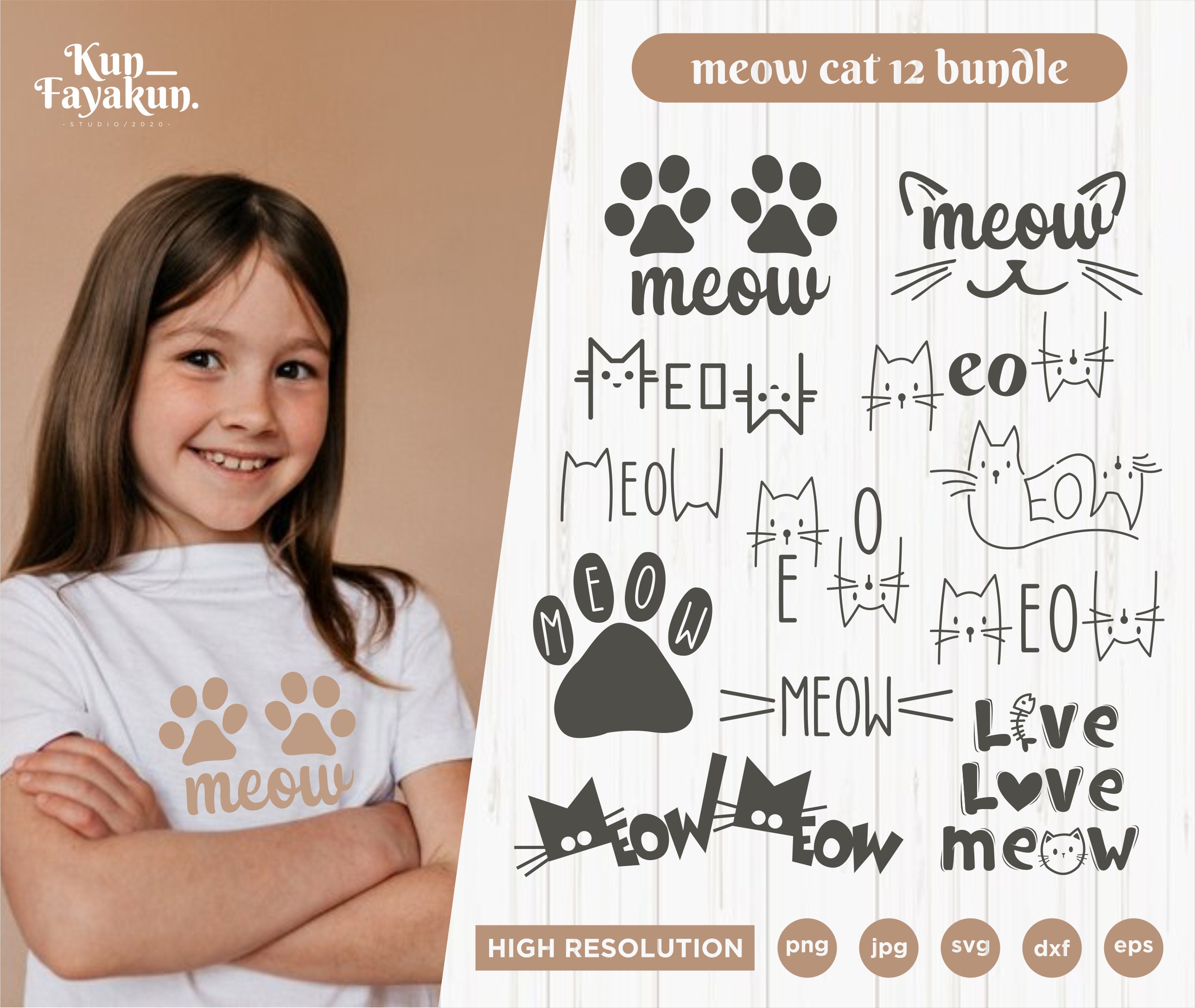 Meow Cat SVG, Meow Tshirt Svg, Meow Bundle Svg, Meow Vector Cut File ...