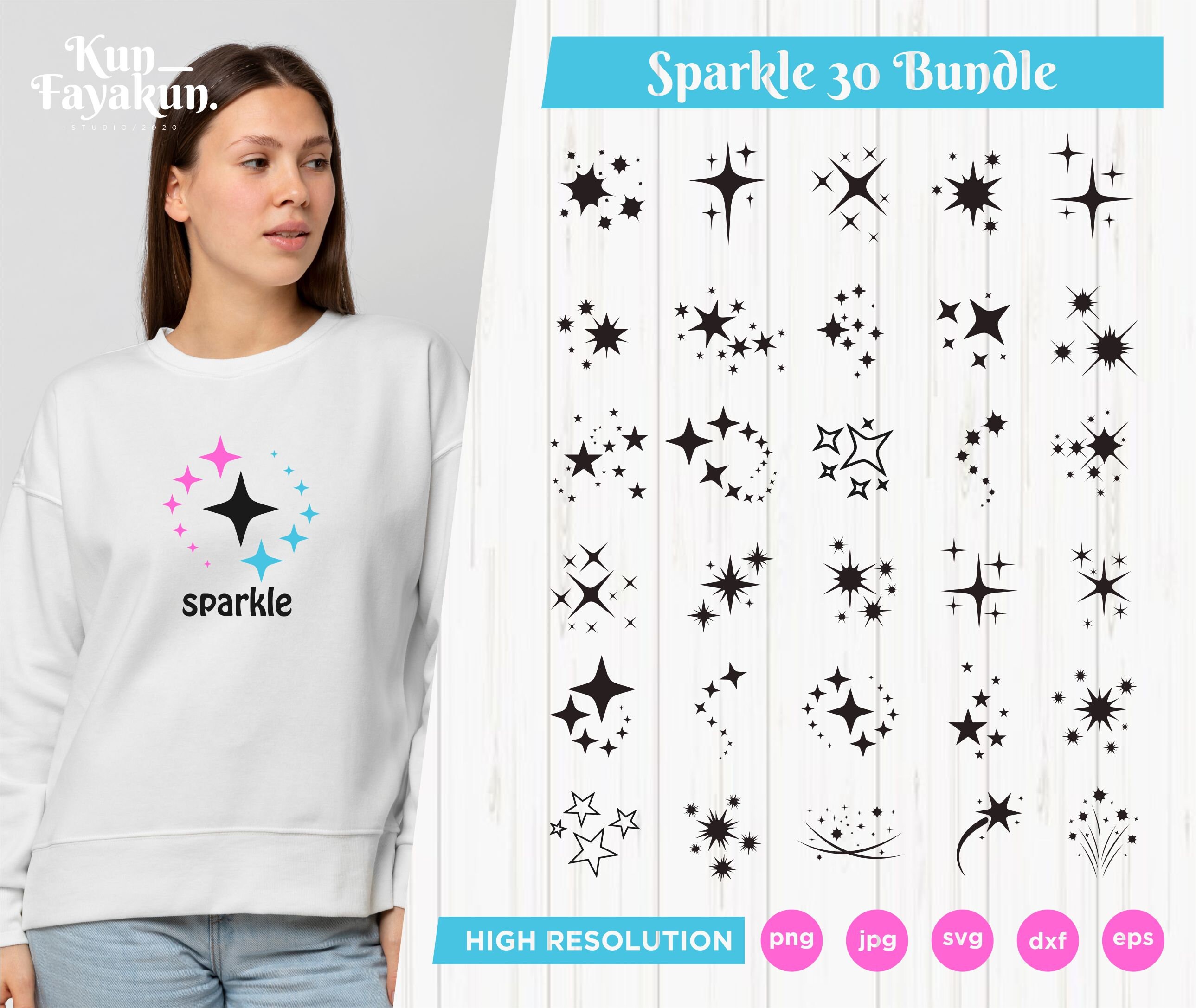 Sparkle Svg, Sparkle Bundle Svg, Sparkle Clipart, Star Sparkle Svg, Star Moon Svg, Sparkle Cut ...