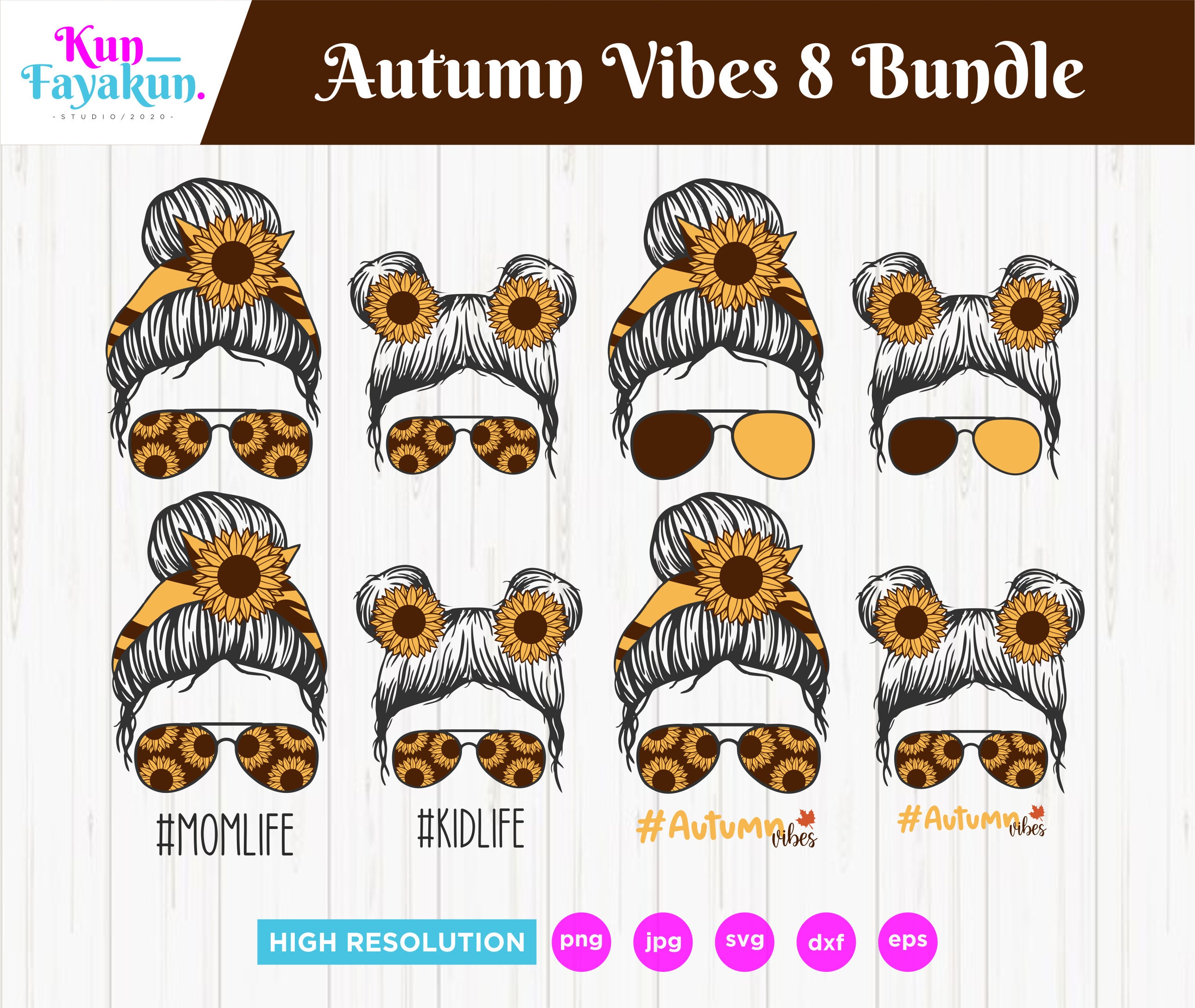 Autumn Vibes Svg Fall Mom Messy Bun Svg Autumn Vibes Bundle Etsy