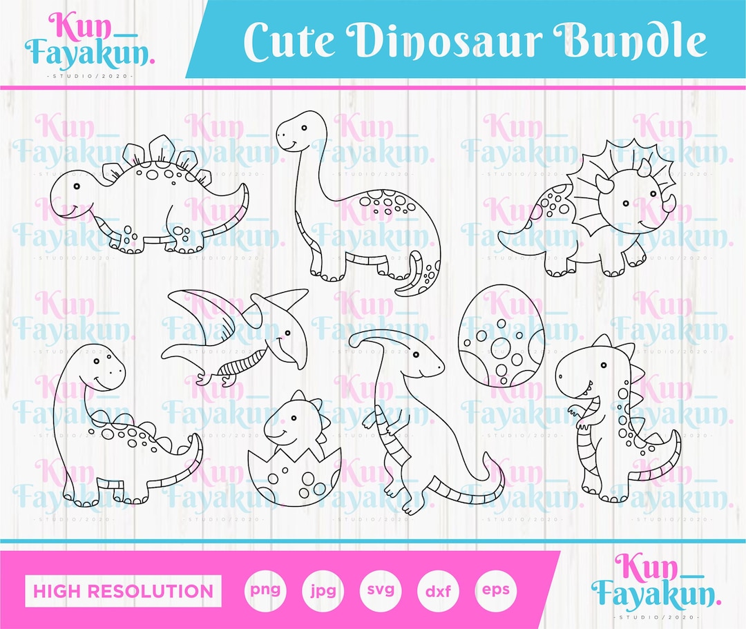 Dinosaur SVG Bundle, T-rex, Brontosaurus, Stegosaurus, Triceratops ...