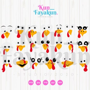 Turkey Face SVG, Turkey Face Bundle SVG, Turkey Face Silhouette, Turkey ...