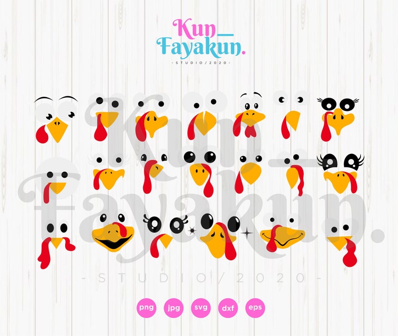 Turkey Face SVG, Turkey Face Bundle SVG, Turkey Face Silhouette, Turkey ...