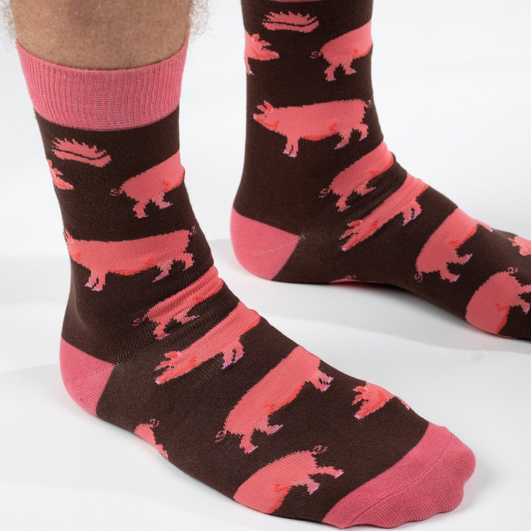 BAMBOO SOCKS PIG Farm Animal Socks Pink Socks Brown Socks Pig Presents ...