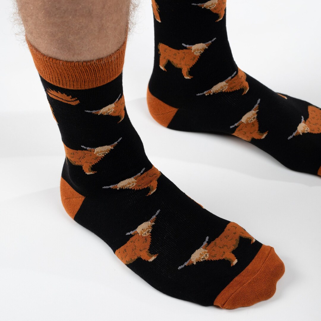 BAMBOO SOCKS COW Highland Cow Socks Farm Animal Socks Black Socks Gift ...