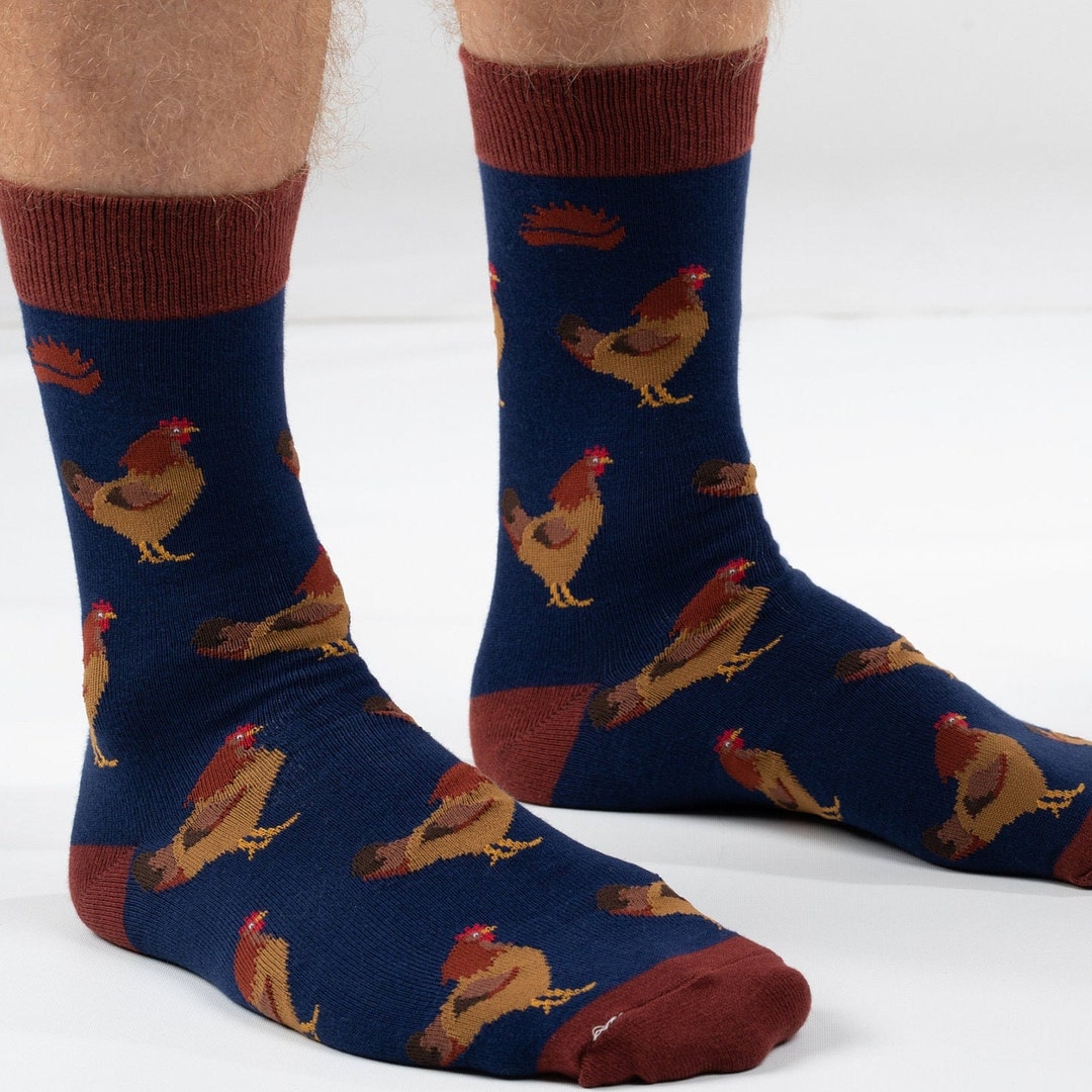 BAMBOO SOCKS CHICKEN Bird Socks Farm Animal Socks Navy Socks Cute Socks ...