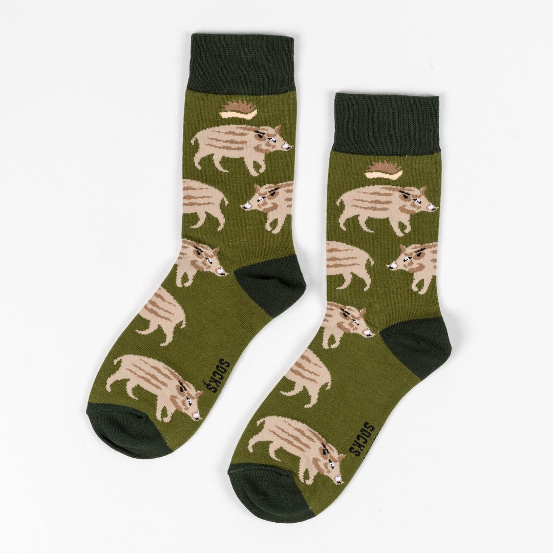 BAMBOO SOCKS | BOAR | Wild Boar Socks | Pig Socks | Green Socks ...
