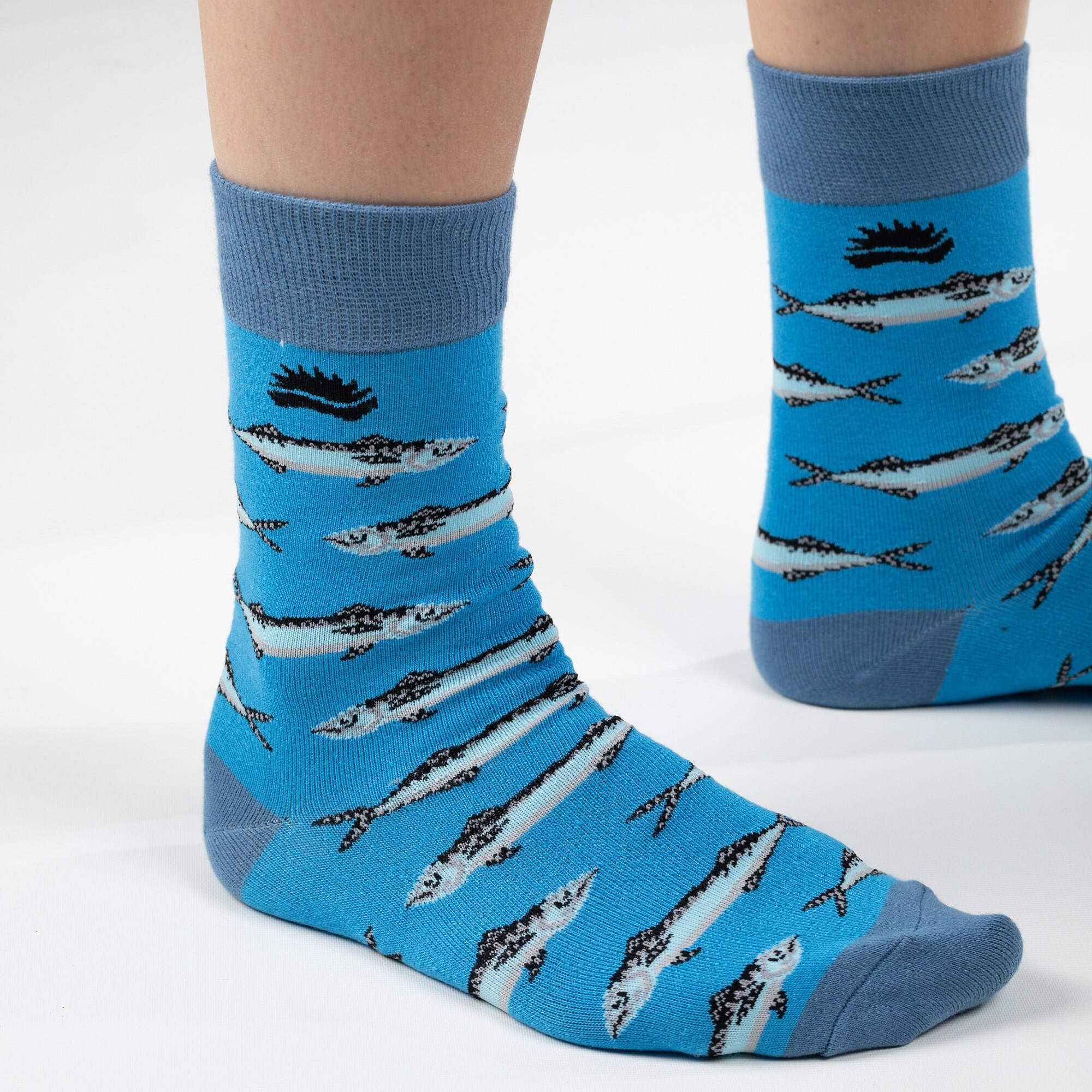 BAMBOO SOCKS MACKEREL Fish Socks Sea Socks Blue Socks Fishing Clothes ...