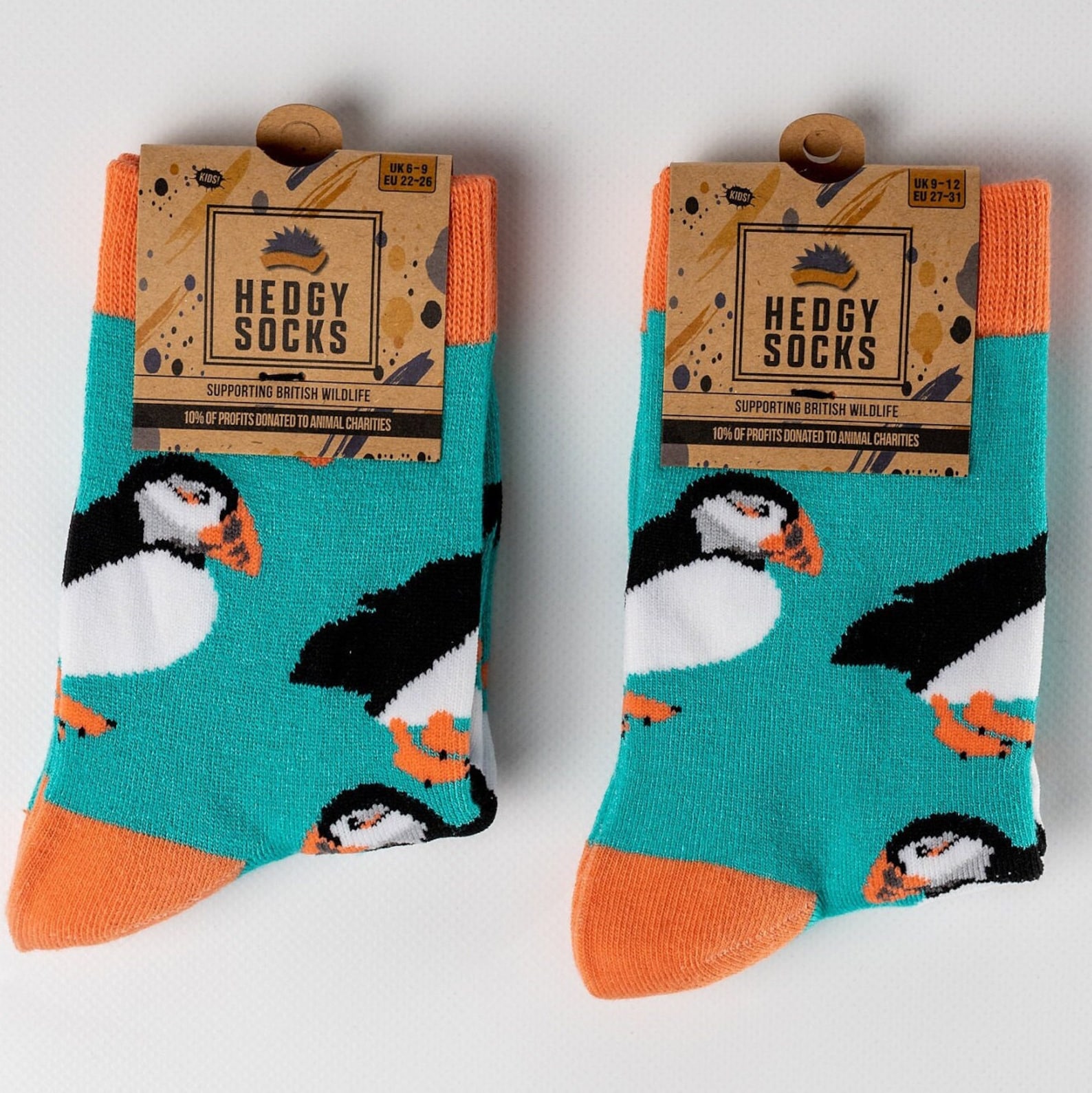 KIDS BAMBOO SOCKS Puffin Blue Wildlife Bird Cool Socks Colourful Socks ...