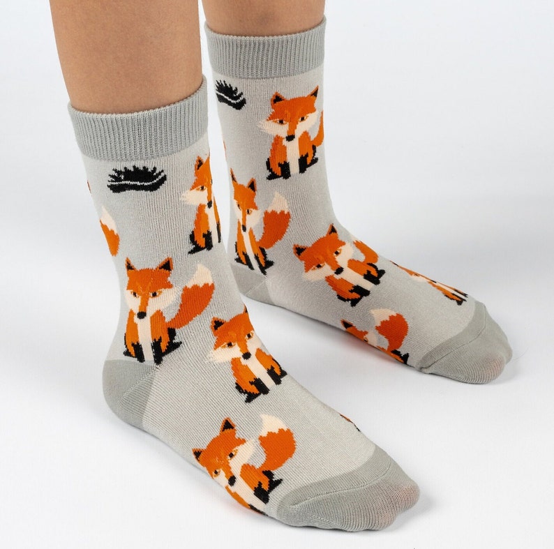 KIDS BAMBOO SOCKS | Fox | Grey | Animal | Wildlife | Cool Socks ...