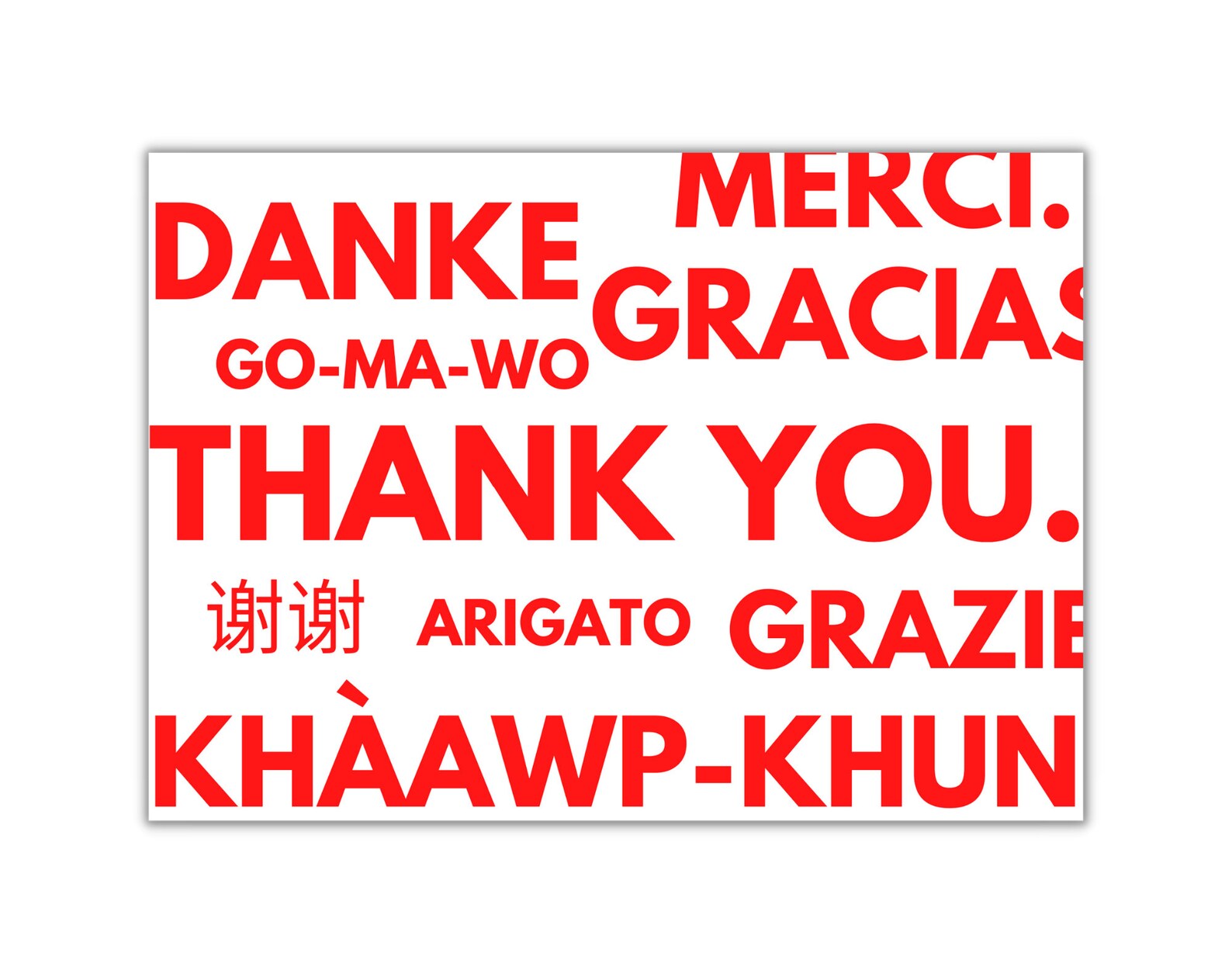 Printable Multilingual Thank You Card Template , Thank You Card ...