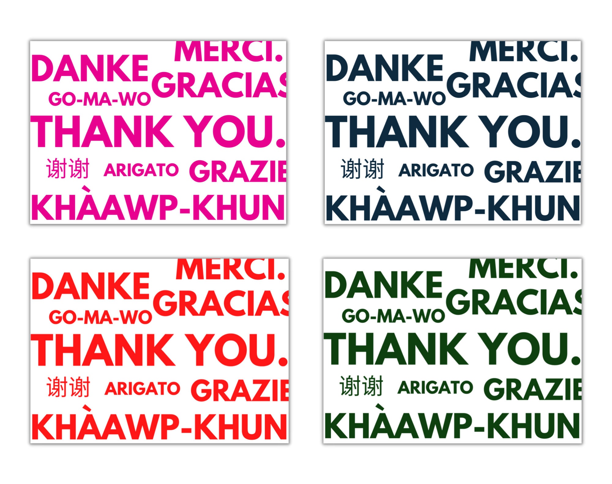 Printable Multilingual Thank You Card Template Thank You - Etsy