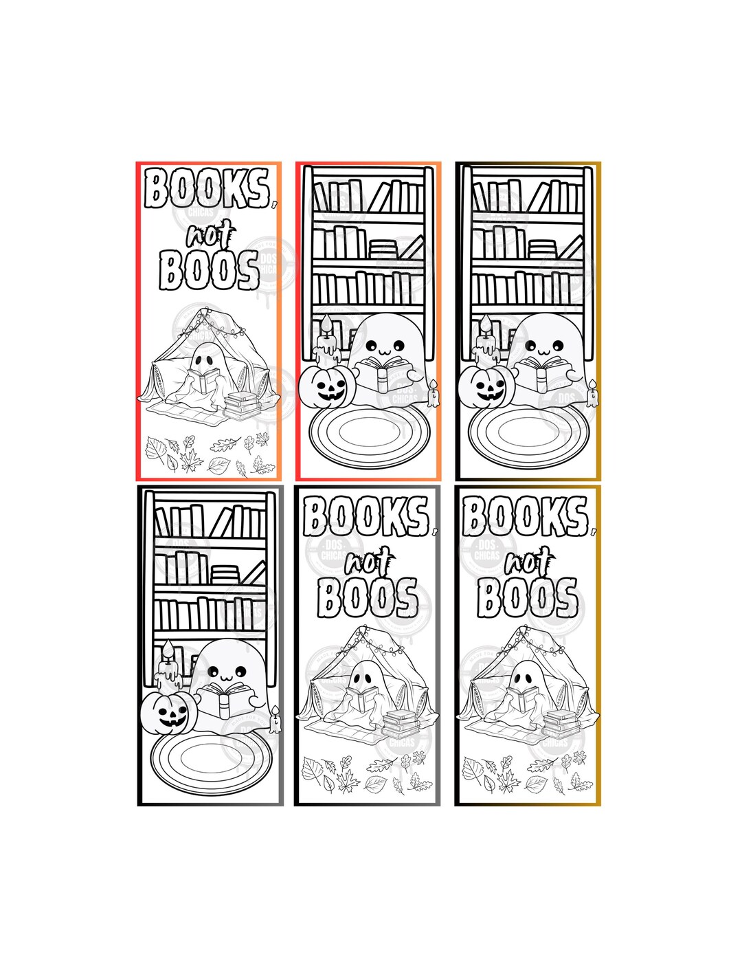 Halloween Coloring Bookmarks, Kids' Classroom Crafts (PNG Digital ...