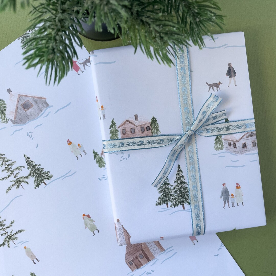 Winter Wonderland Wrapping Paper Winter Cabin Illustration - Etsy UK
