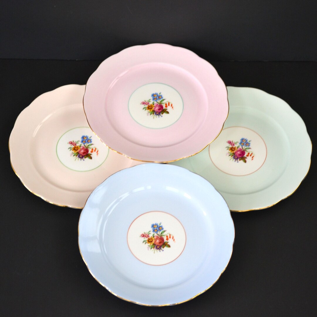 Copelands Grosvenor Vintage Salad Plates Floral Pastels Tea Party ...