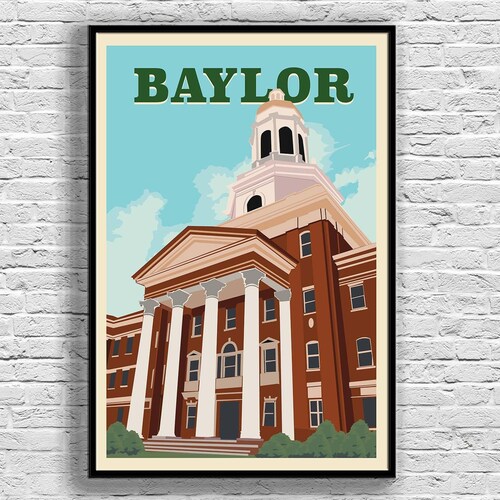 Baylor University Retro Wall Art Pat Neff Hall Campus Baylor - Etsy