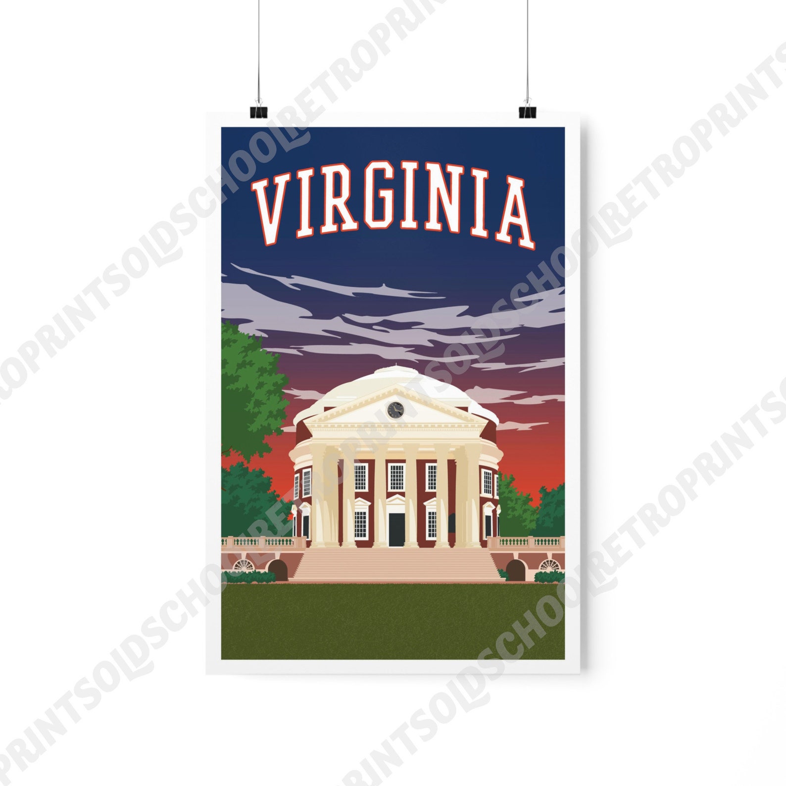University of Virginia Cavaliers UVA Rotunda Retro Vintage - Etsy