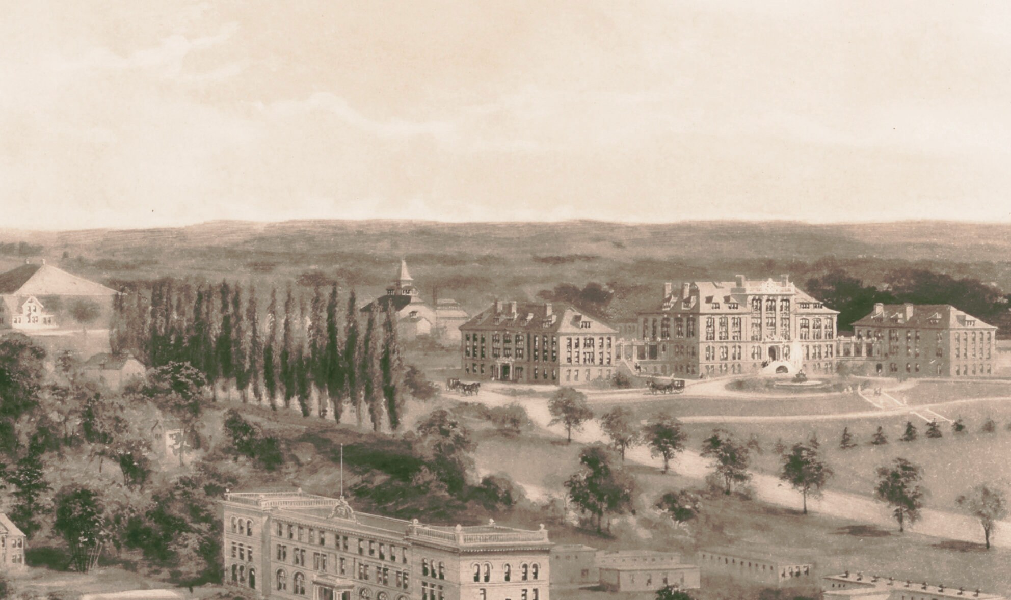 Cornell University Campus Panorama, Vintage 1900s Lithograph Replica ...