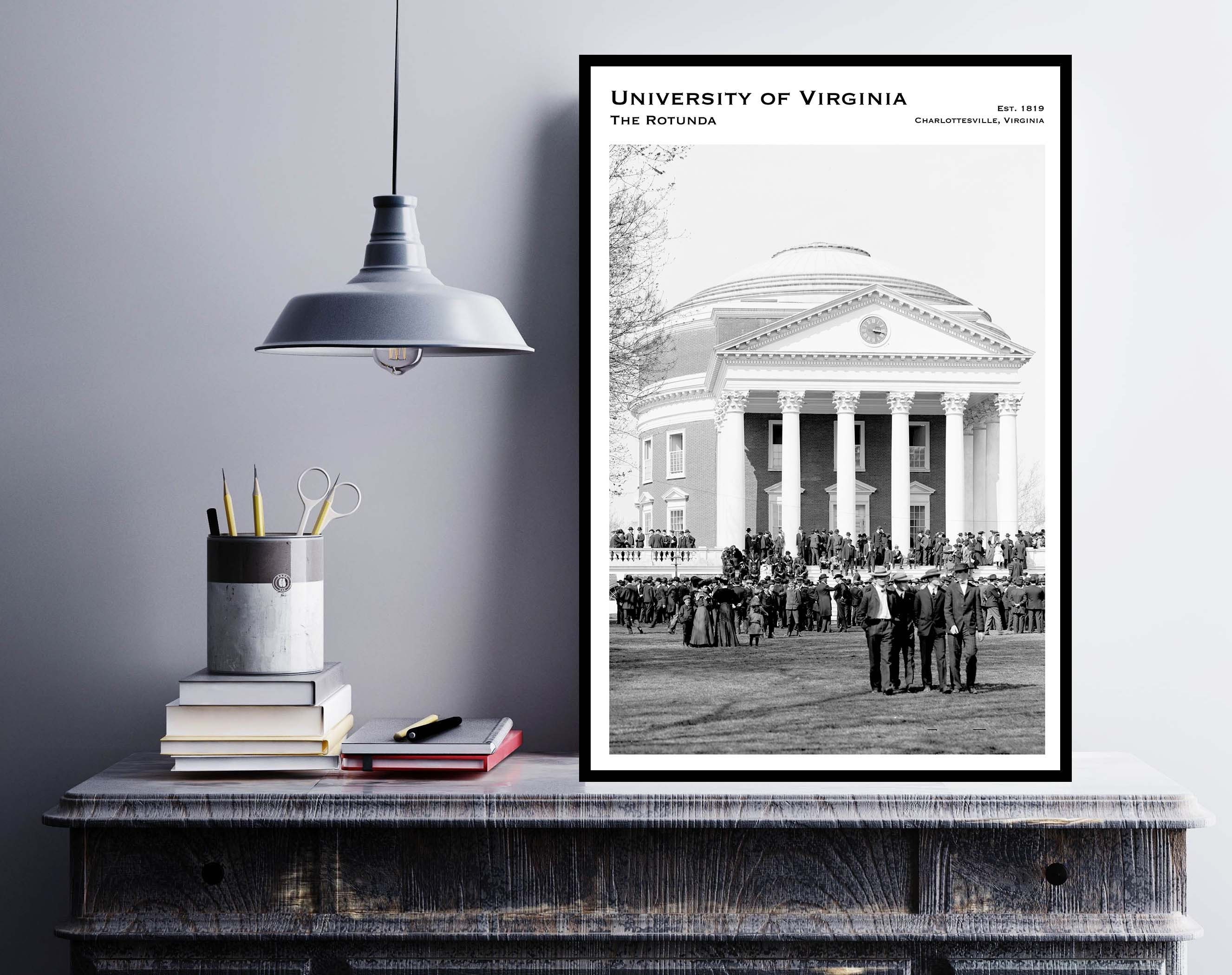 University of Virginia Rotunda, 1900s Black and White UVA Vintage Photo ...