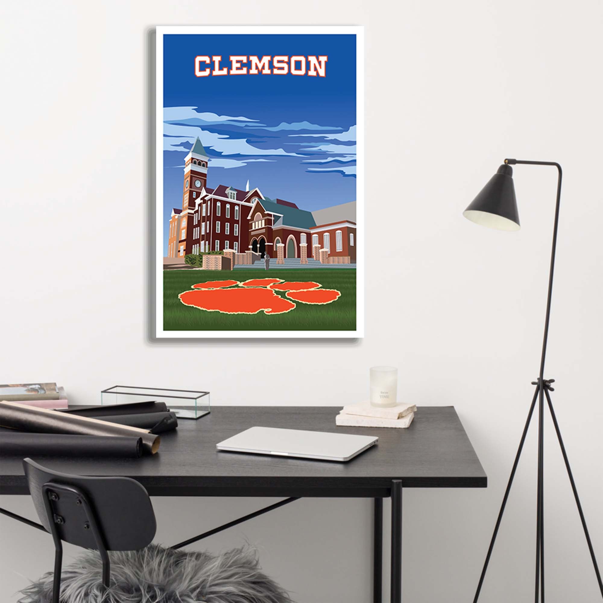 Clemson University Retro Wall Art, Tillman Hall, Clemson Tigers Decor ...