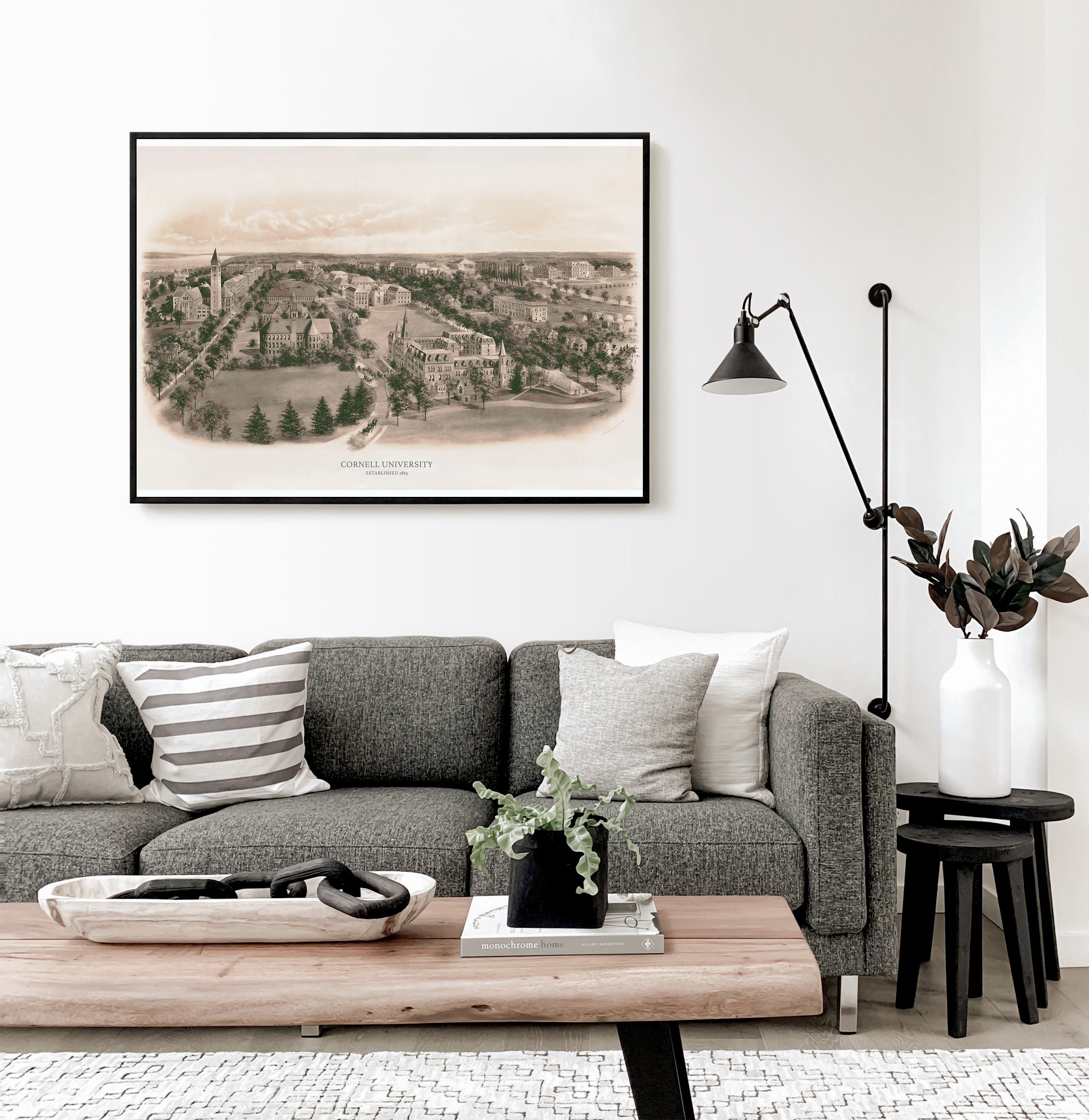 Cornell University Campus Panorama, Vintage 1900s Lithograph Replica ...