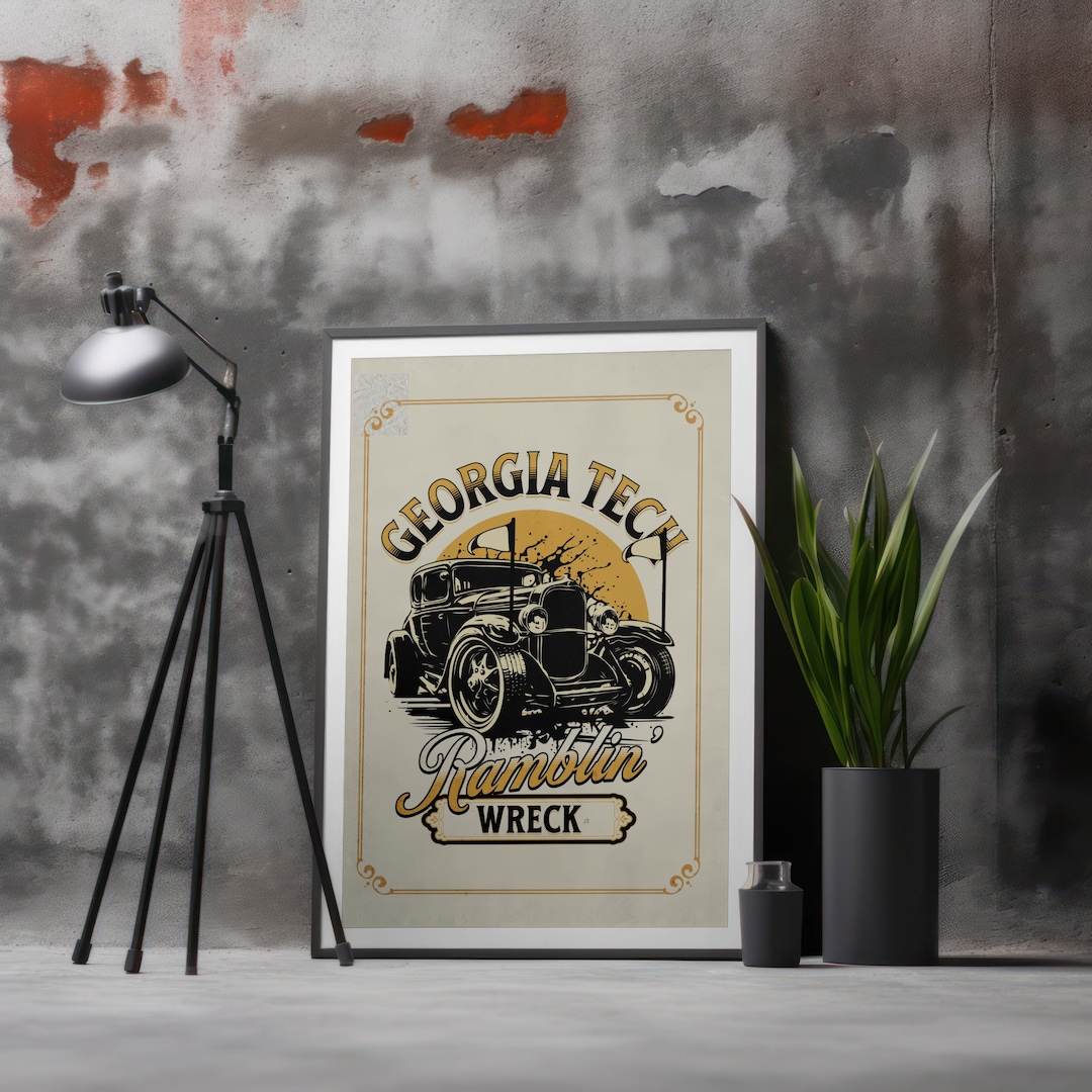 Georgia Tech Ramblin' Wreck Vintage Printable Wall Art, Georgia Tech ...