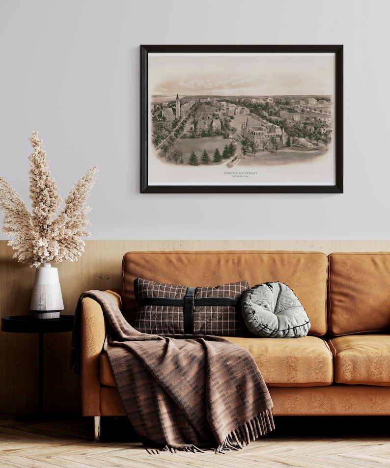Cornell University Campus Panorama, Vintage 1900s Lithograph Replica ...