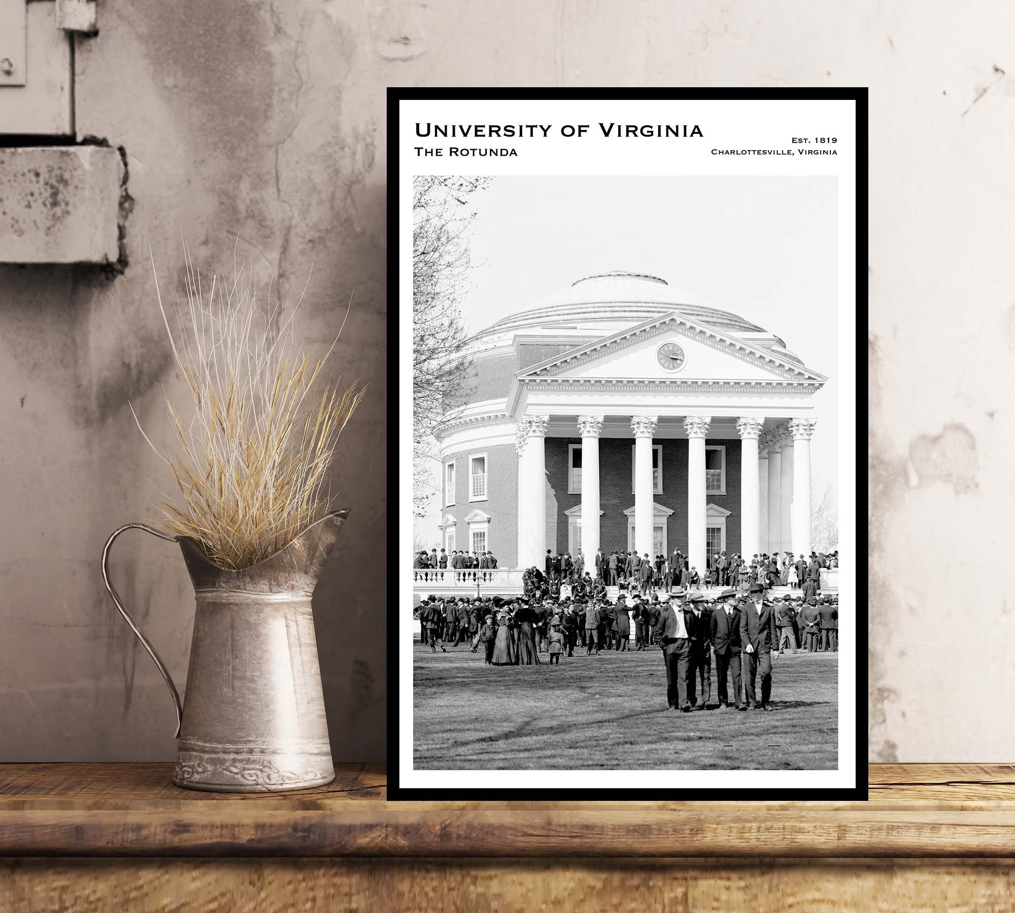 University of Virginia Rotunda, 1900s Black and White UVA Vintage Photo ...